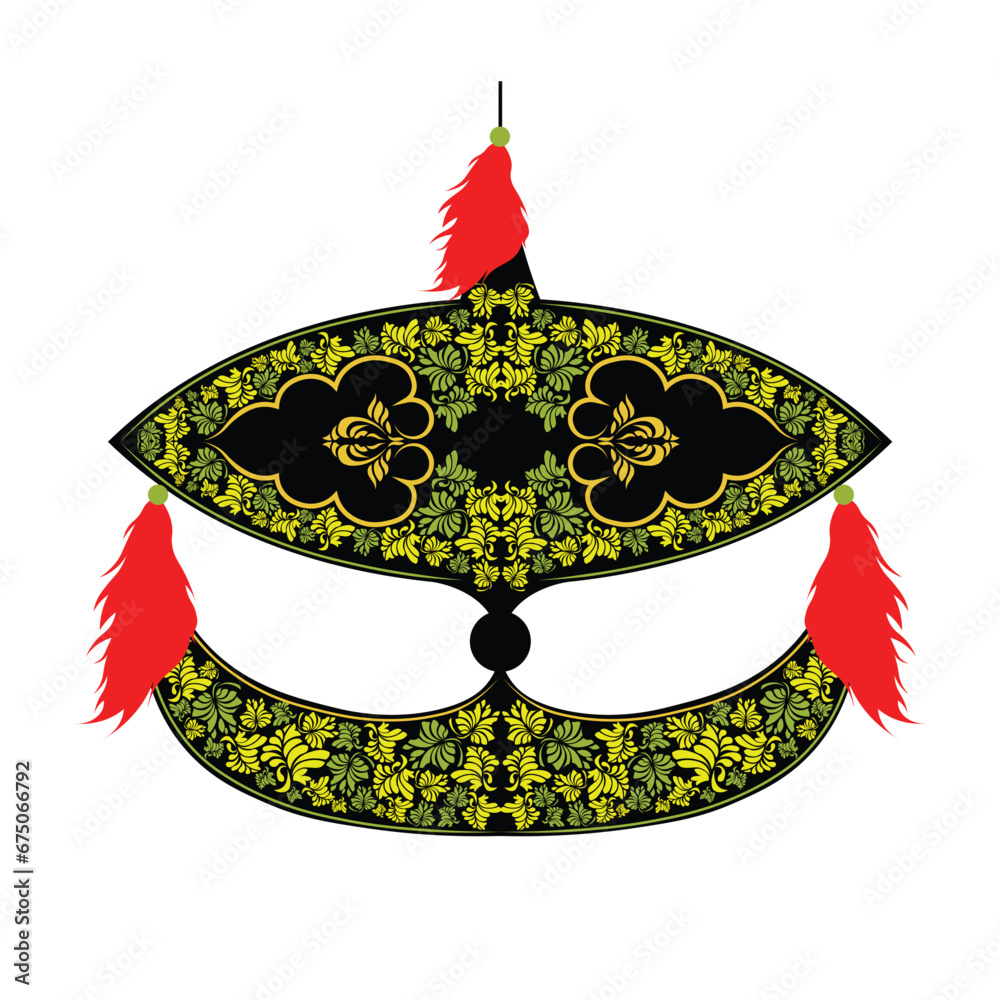 Vector illustration of a traditional Malaysian Wau Bulan kite on a ...
