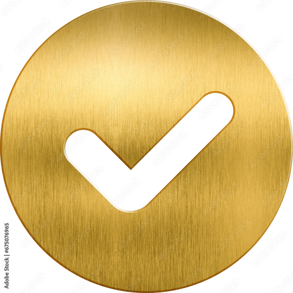 Ilustração do Stock: Golden icon approval checkmark tick checkmark icon ...