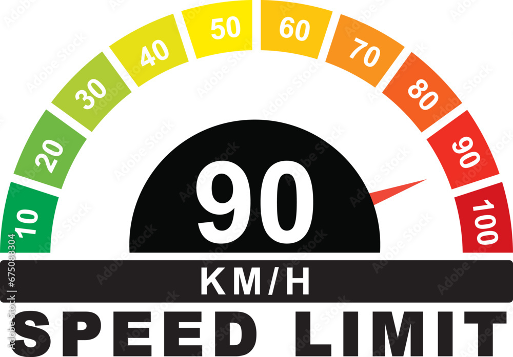 90 kmh Speed Limit sign label vector art illustration with stylish ...
