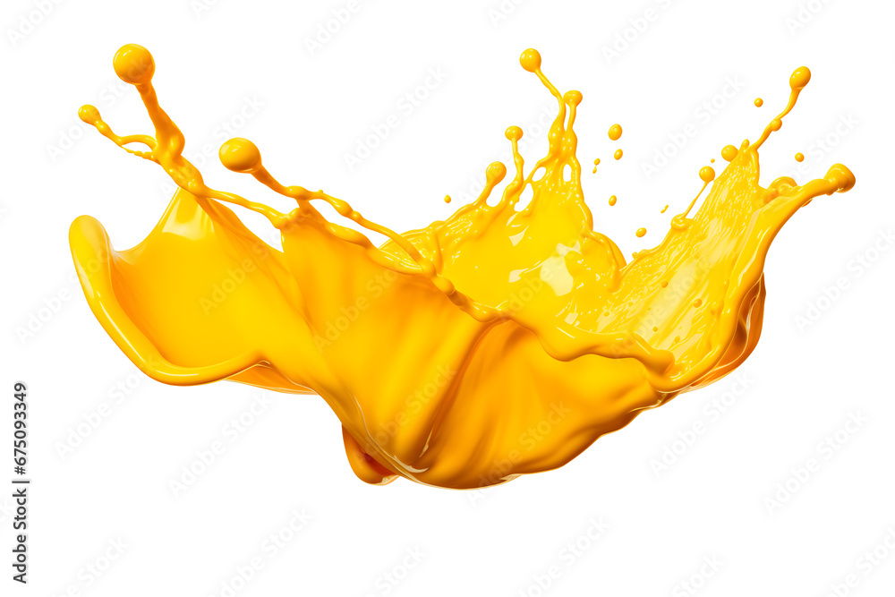 yellow paint splash isolated on transparent background - splashing ...