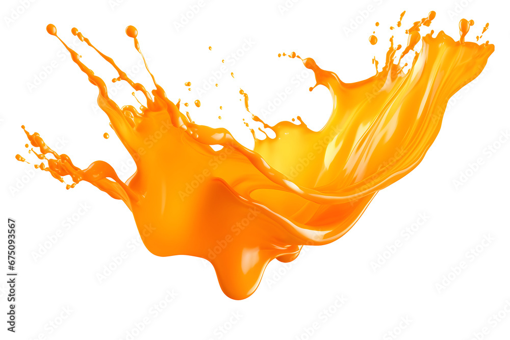 orange paint splash isolated on transparent background - splashing ...