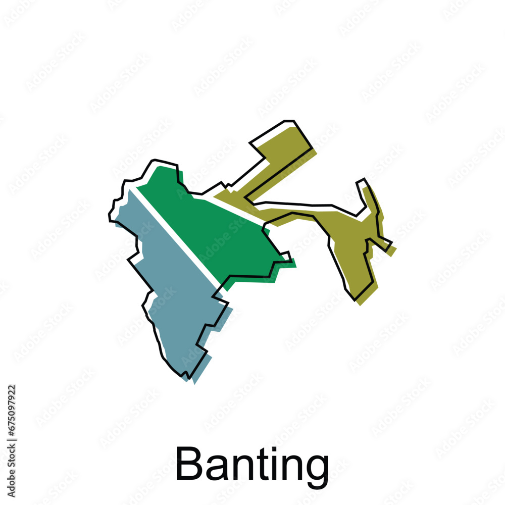 Map City of Banting vector design, Malaysia map with borders, cities ...