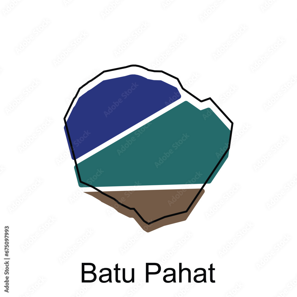 Map City of Batu Pahat vector design, Malaysia map with borders, cities ...