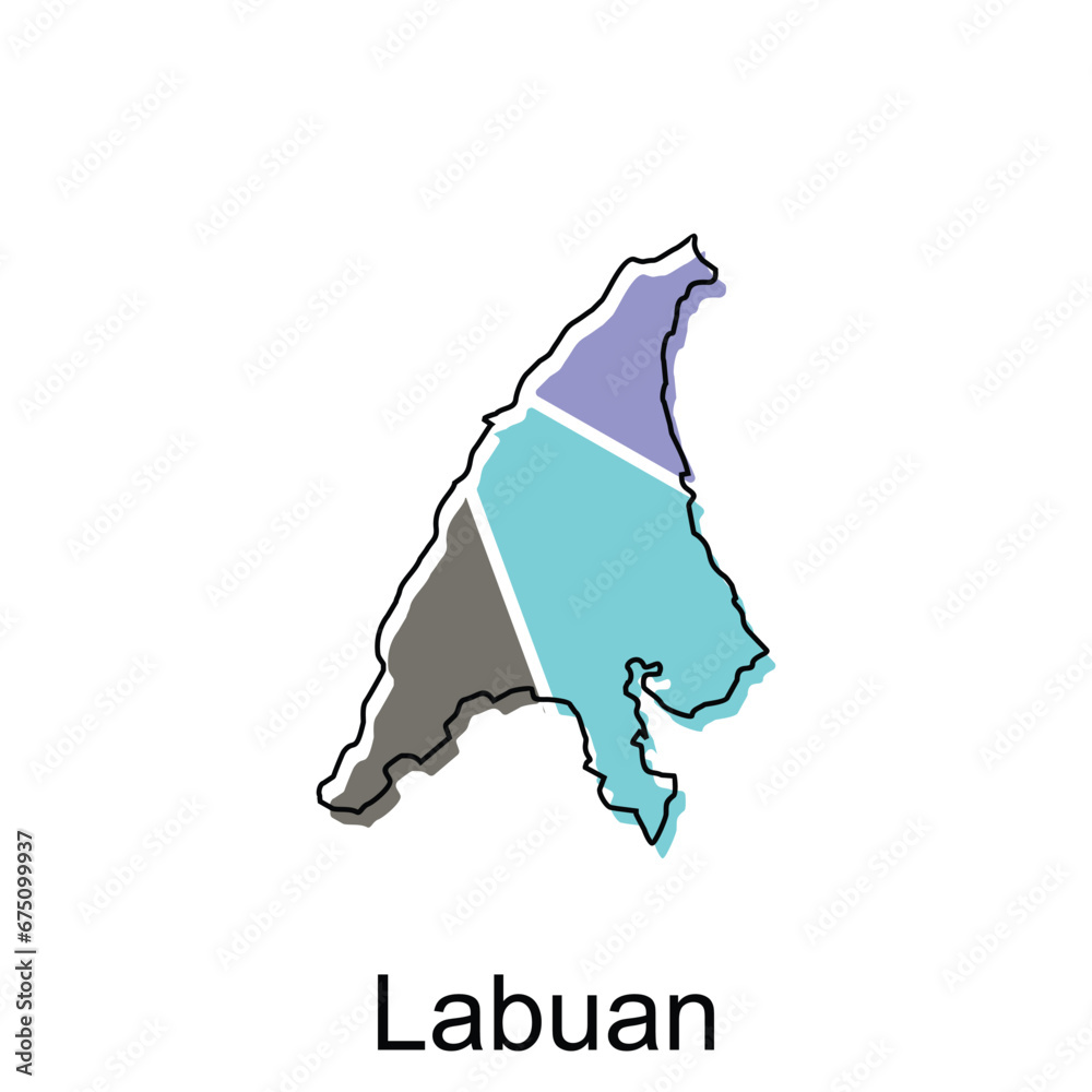 Vector Map City of Labuan design template, High detailed illustration ...
