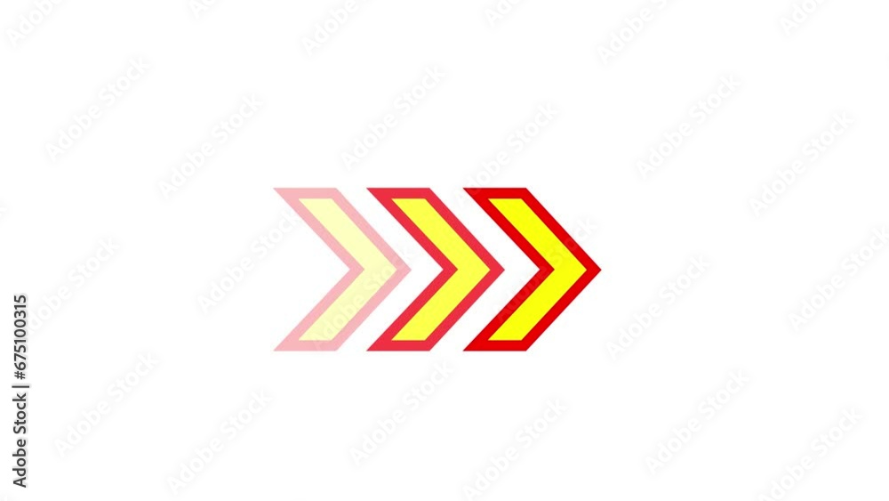 Creative animation of yellow and red color arrows moving from left to ...