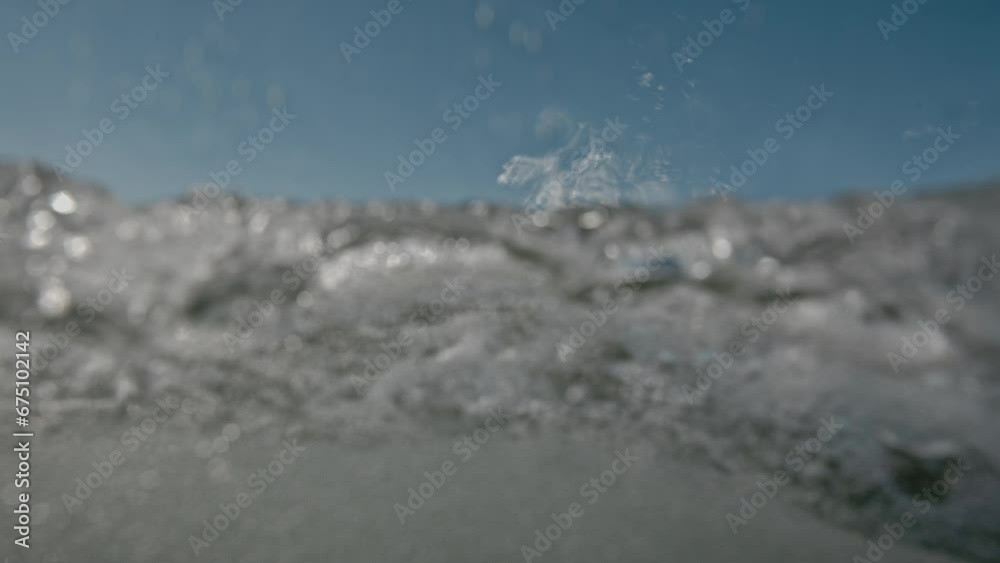 Powerful wave breaks underwater turbulence, wave crashing on the corral ...