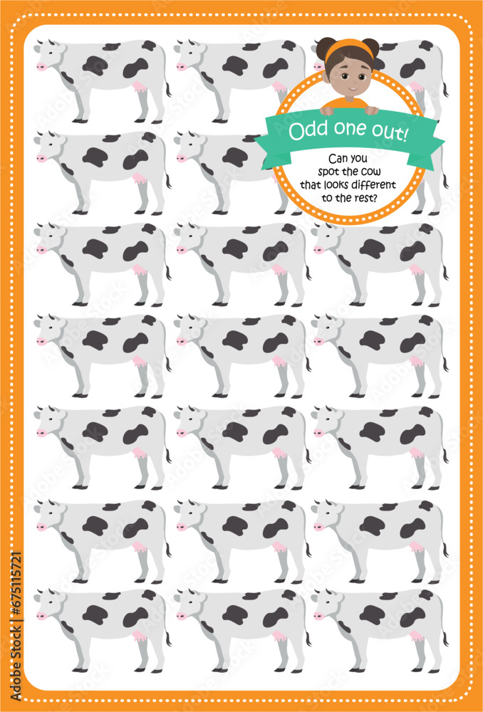 odd one out game for kids spot the cow that looks different to the rest ...
