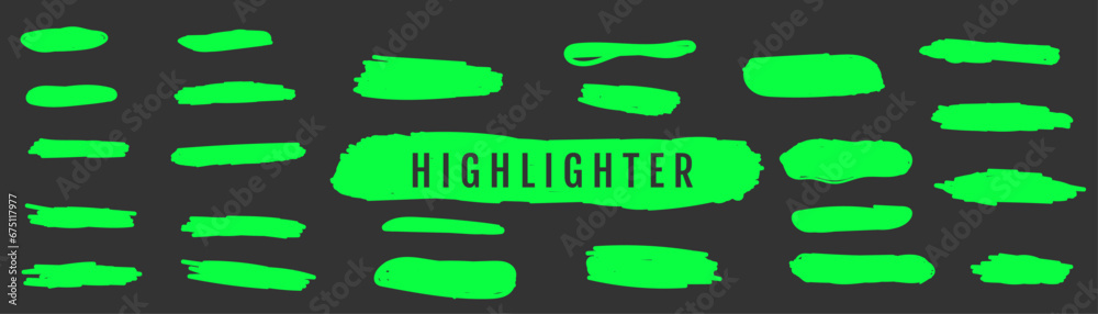 Highlighters markers in hand-drawn style. Numbers, underline, round ...