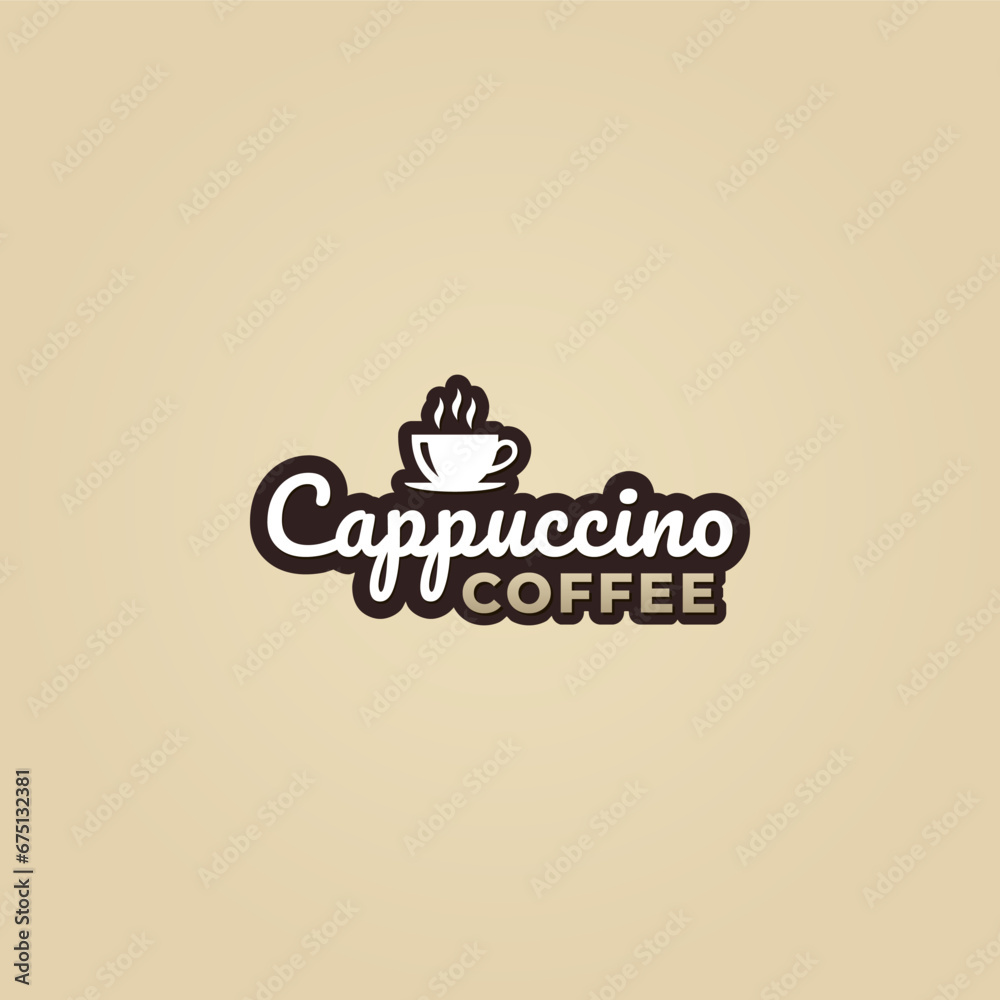 Cappuccino coffee logo or Cappuccino coffee label vector isolated in ...