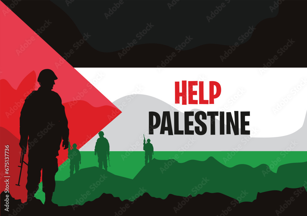 Israel VS Palestine War - Israel and Palestine conflict. The flag of ...