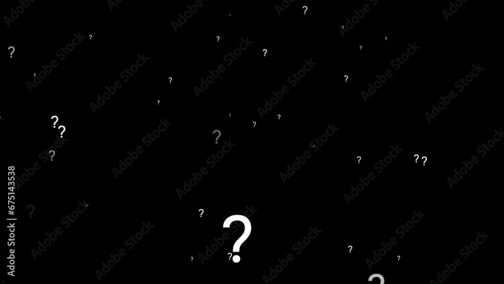 Question marks Animation moving on alpha channel black background. Full ...