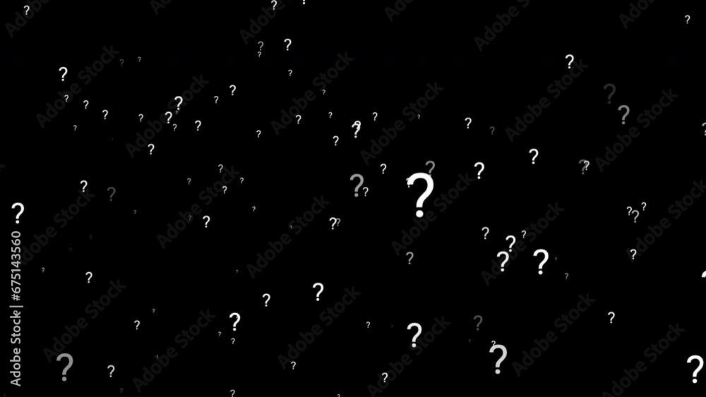 Question marks Animation moving on alpha channel black background. Full ...