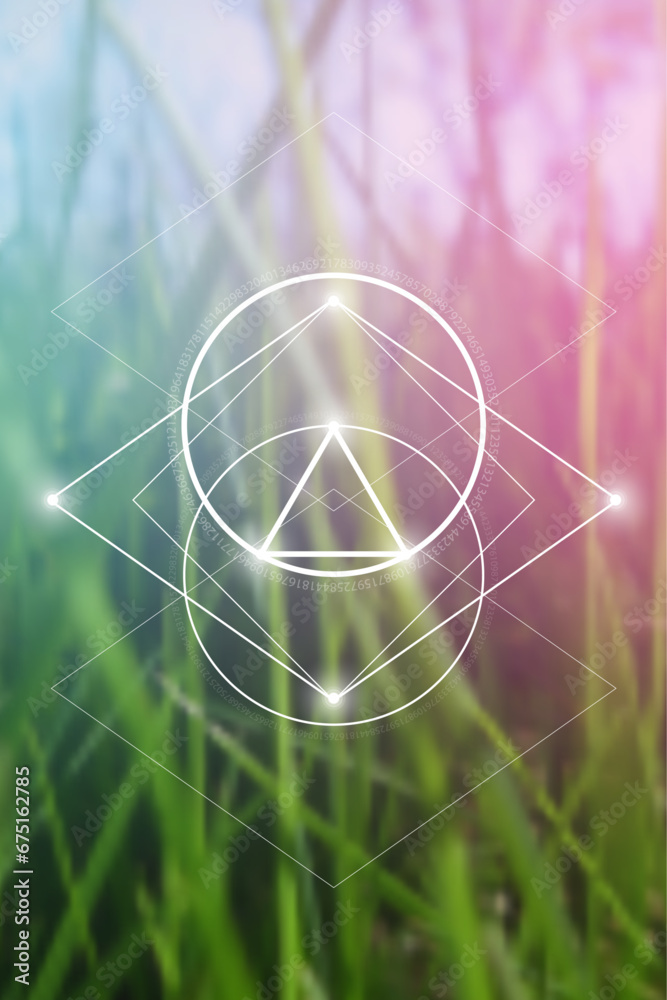 Sacred geometry inspired futuristic illustration with interlocking ...