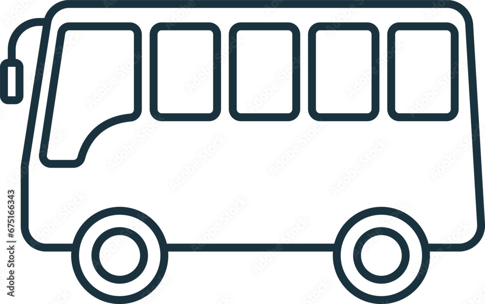 Bus outline icon. Monochrome simple sign from transportation collection ...