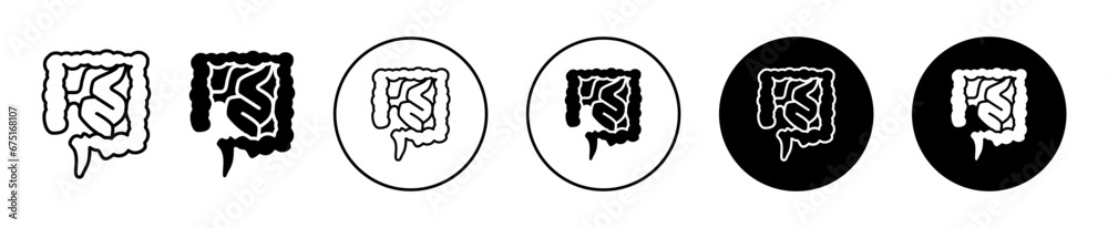 Gut health vector illustration set. Stomach constipation icon for UI ...