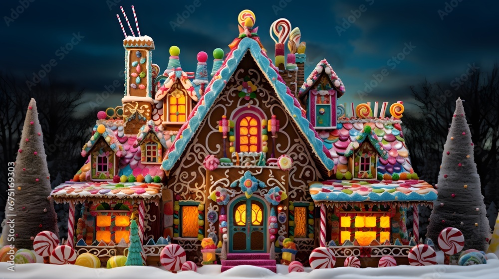 Gingerbread House: An intricate and whimsical gingerbread house adorned ...