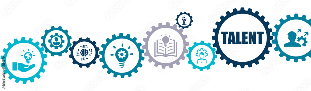 Talent banner vector illustration with the icons of performance ...