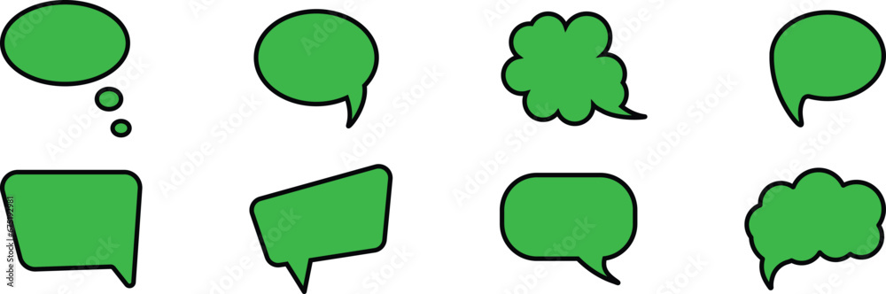 Green and black Quote cartoon vector bubbles for text, speech ...