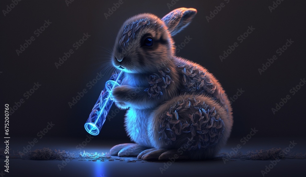 Cute baby rabbit with light whistle beautiful image Ai generated art ...