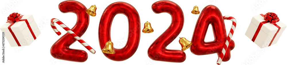 2024 number with christmas element Stock Illustration | Adobe Stock