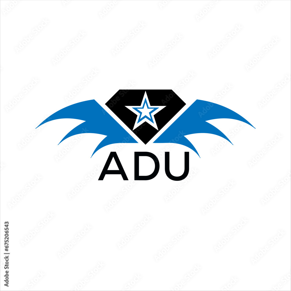 ADU letter logo. technology icon blue image on white background. ADU ...