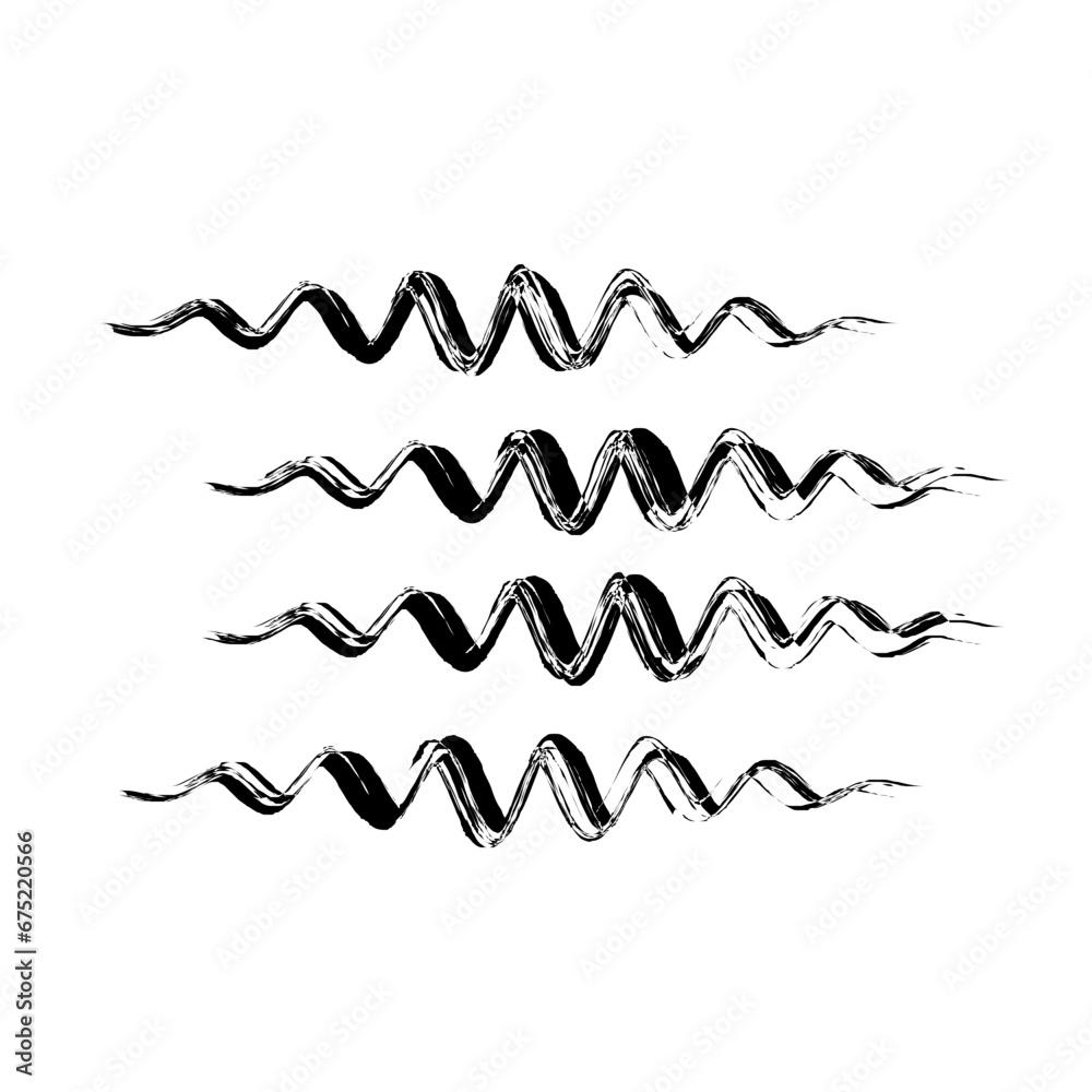 Zigzag Line Abstract Stroke Hand Drawn Linear Element Stock Vector ...