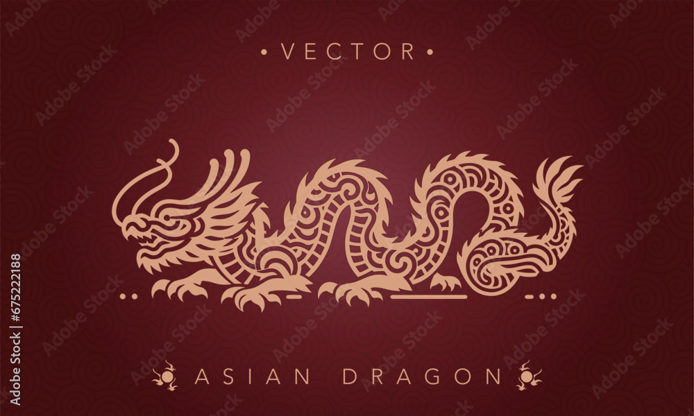 Asian traditional dragon pattern ancient Chinese dragon Stock Vector ...