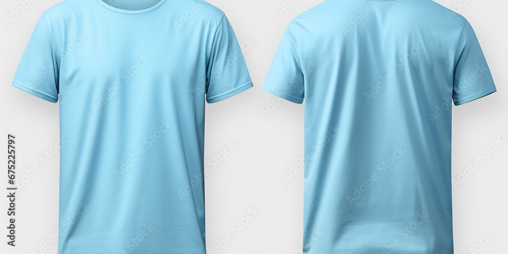 Plain light blue t - shirt mockup template, with view, front and back ...