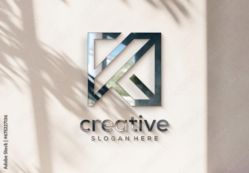 Reflecting Logo On Blank Wall Mockup Stock Template | Adobe Stock