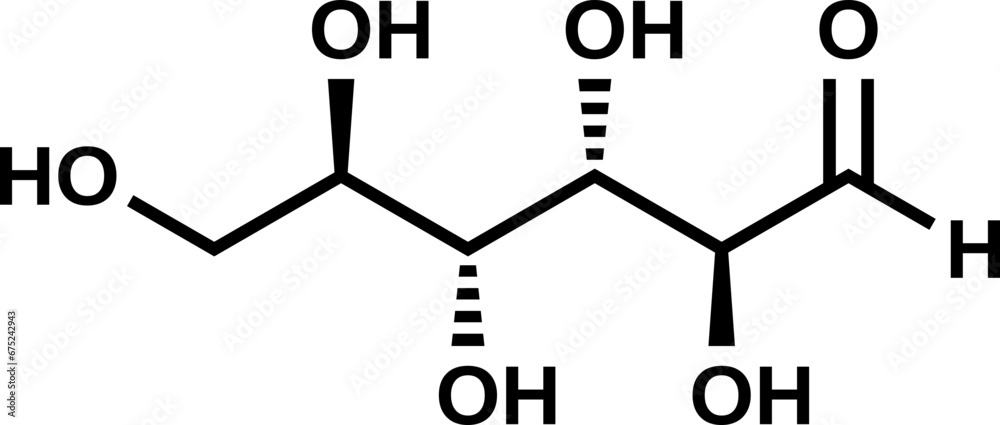 Aldehydo-D-mannose structural formula, open-chain form of mannose in D ...