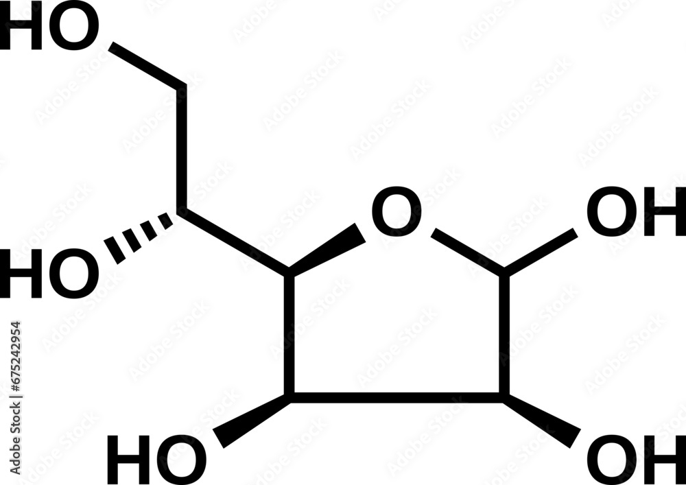 D-mannofuranose structural formula, furanose form of D-mannose, vector ...