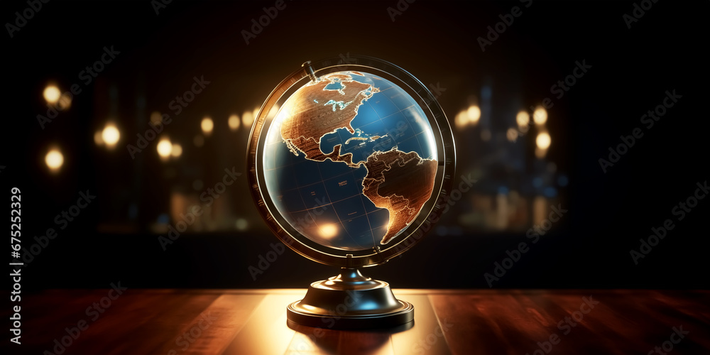 Realistic world globe map with copy space concept background Stock ...
