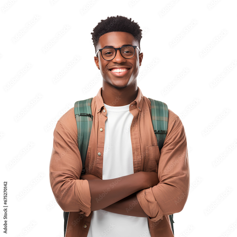 Black American male student smiling happily on PNG transparent ...