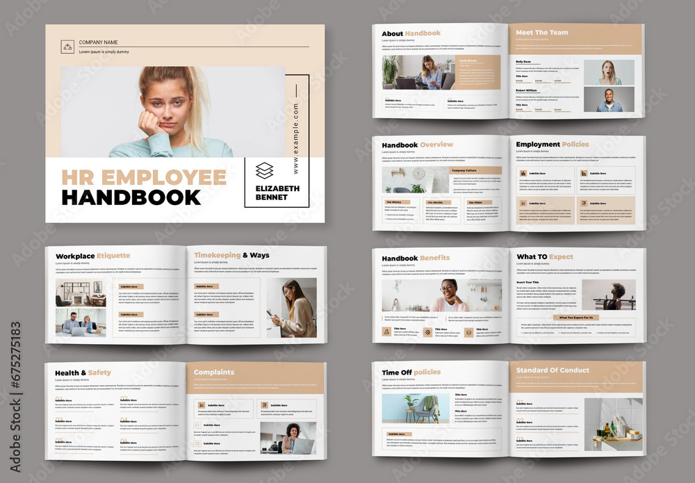 HR Employee Handbook Brochure Landscape Stock Template | Adobe Stock