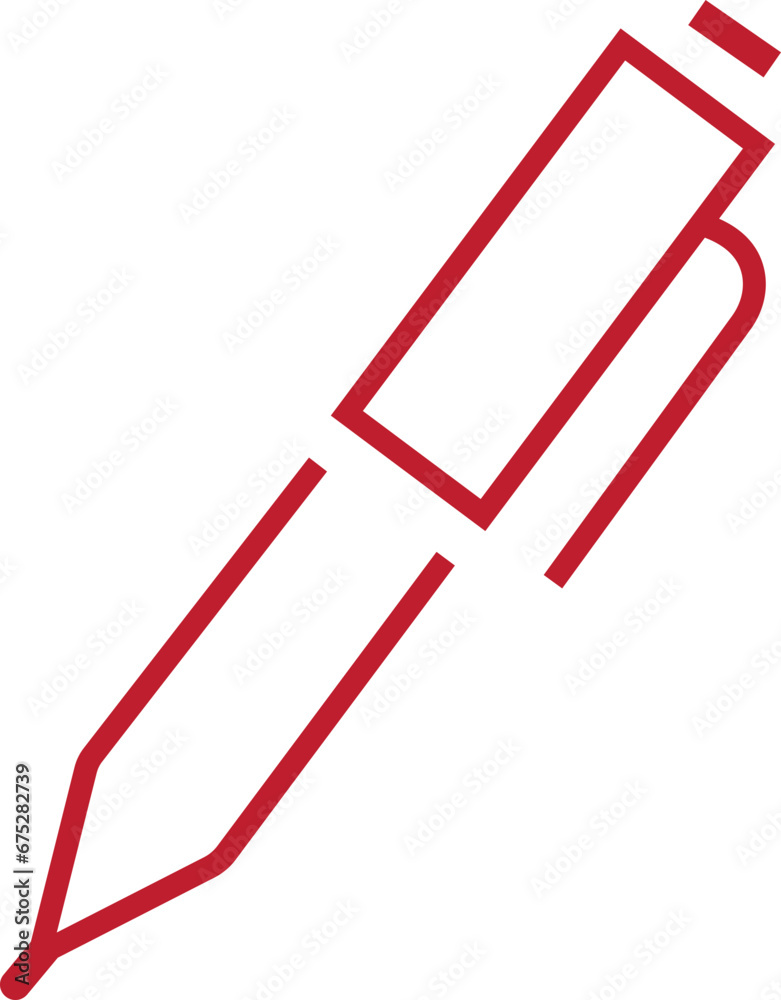Pen, write icon. Signature Red pen line vector sign with editable stock ...