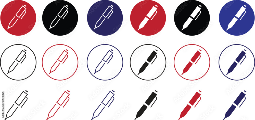 Set of Pens, write icons. Signature pens Flat vectors signs with ...