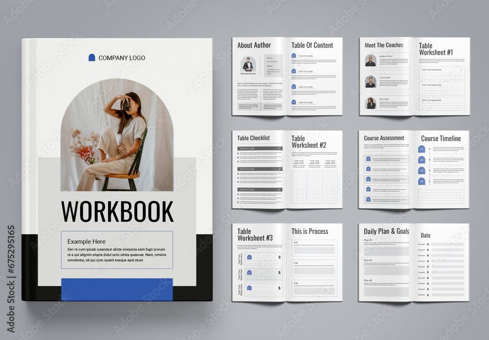 Course Workbook Design Layout Stock Template | Adobe Stock