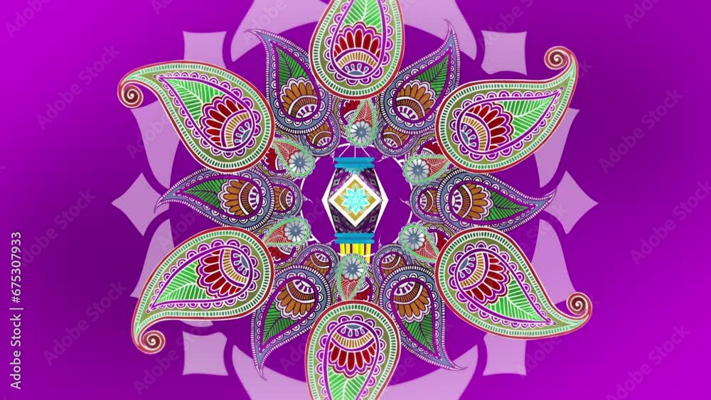 2d flat-design motion graphics with traditional hindu diya lamps and ...