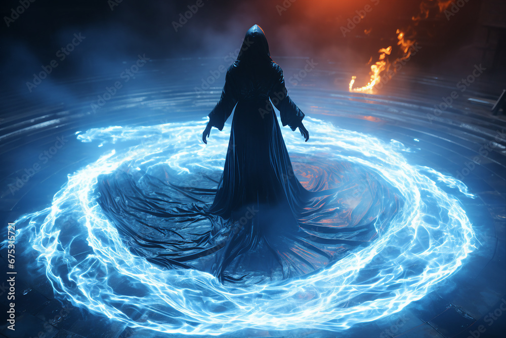 Generative ai collage photo of mysterious magician doing powerful ...