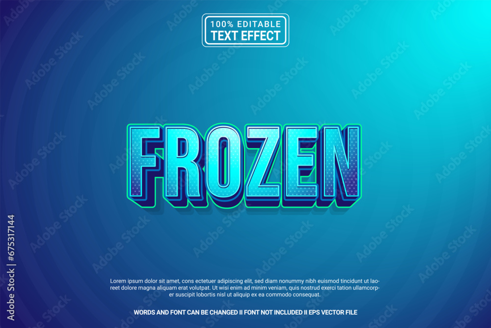 Editable text effect Frozen 3d cartoon template style modren premium ...