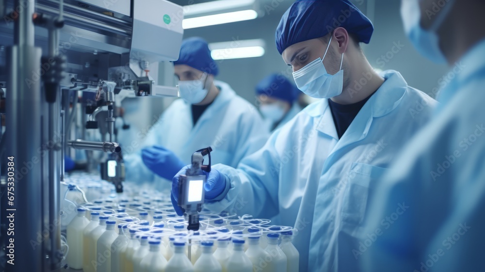 group of individuals working in a laboratory with scientific equipment ...