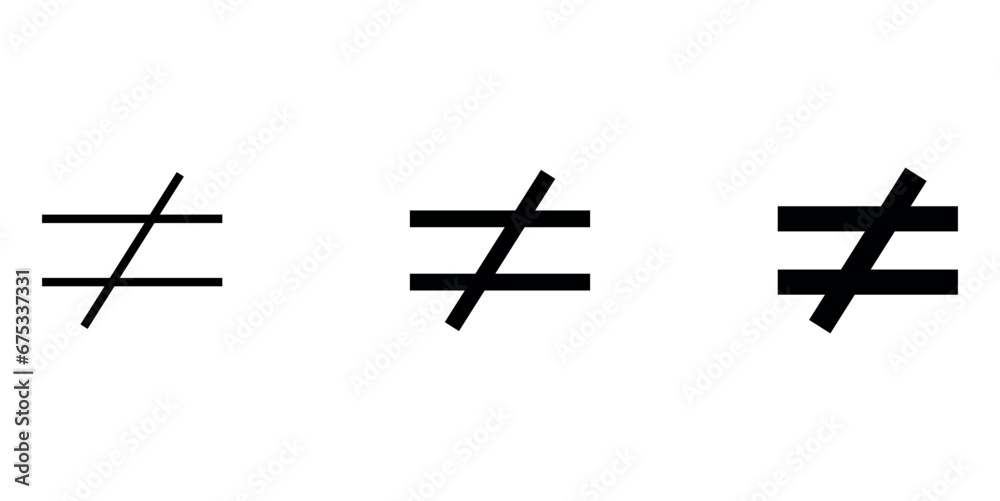 Not equal sign symbol in mathematics. Math symbols. Scientific ...
