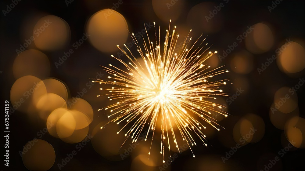 Spectacular glamorous golden firework at night - created with ...