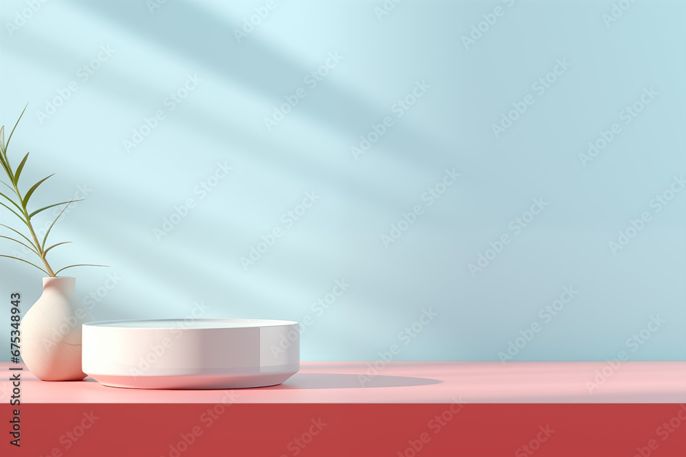 Pink and blue product display background with stand - aesthetic clean ...