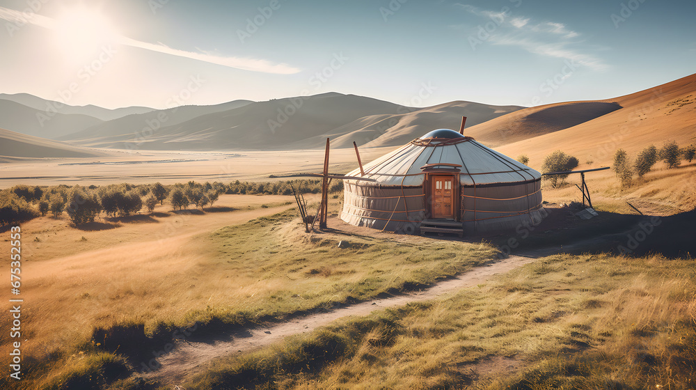 Yurt National old house of asian peoples. Kazakhstan yurta on summer ...