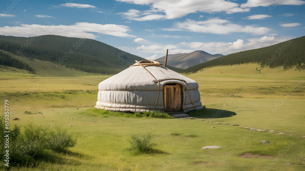 Yurt National old house of asian peoples. Kazakhstan yurta on summer ...