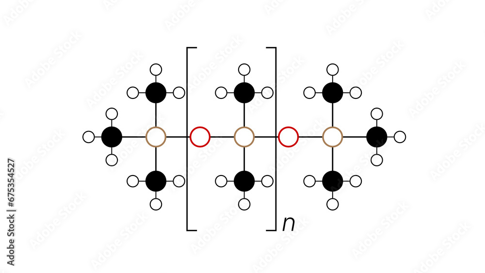 Polydimethylsiloxane Molecule Structural Chemical Formula Ball And Stick Model Isolated Image