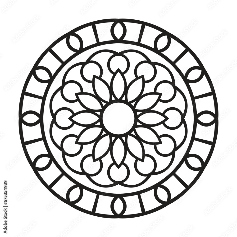 simple mandala coloring pages - easy mandalas black and white outline ...