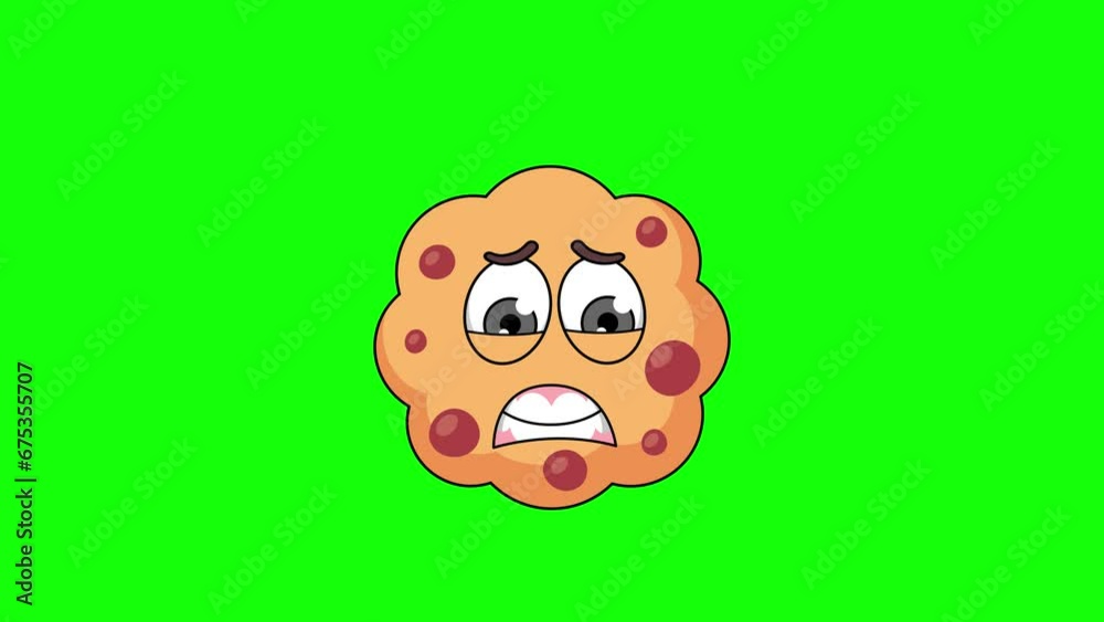 chocolate chip cookie cartoon with a face screaming in fear, emoji ...