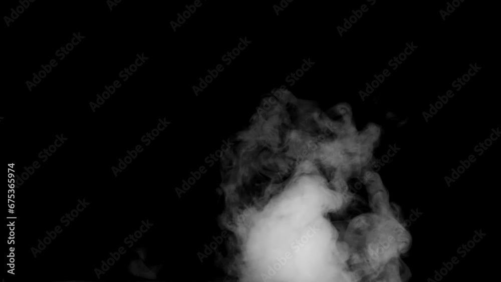 Abstract white smoke animation on a black background. Smoke, steam ...